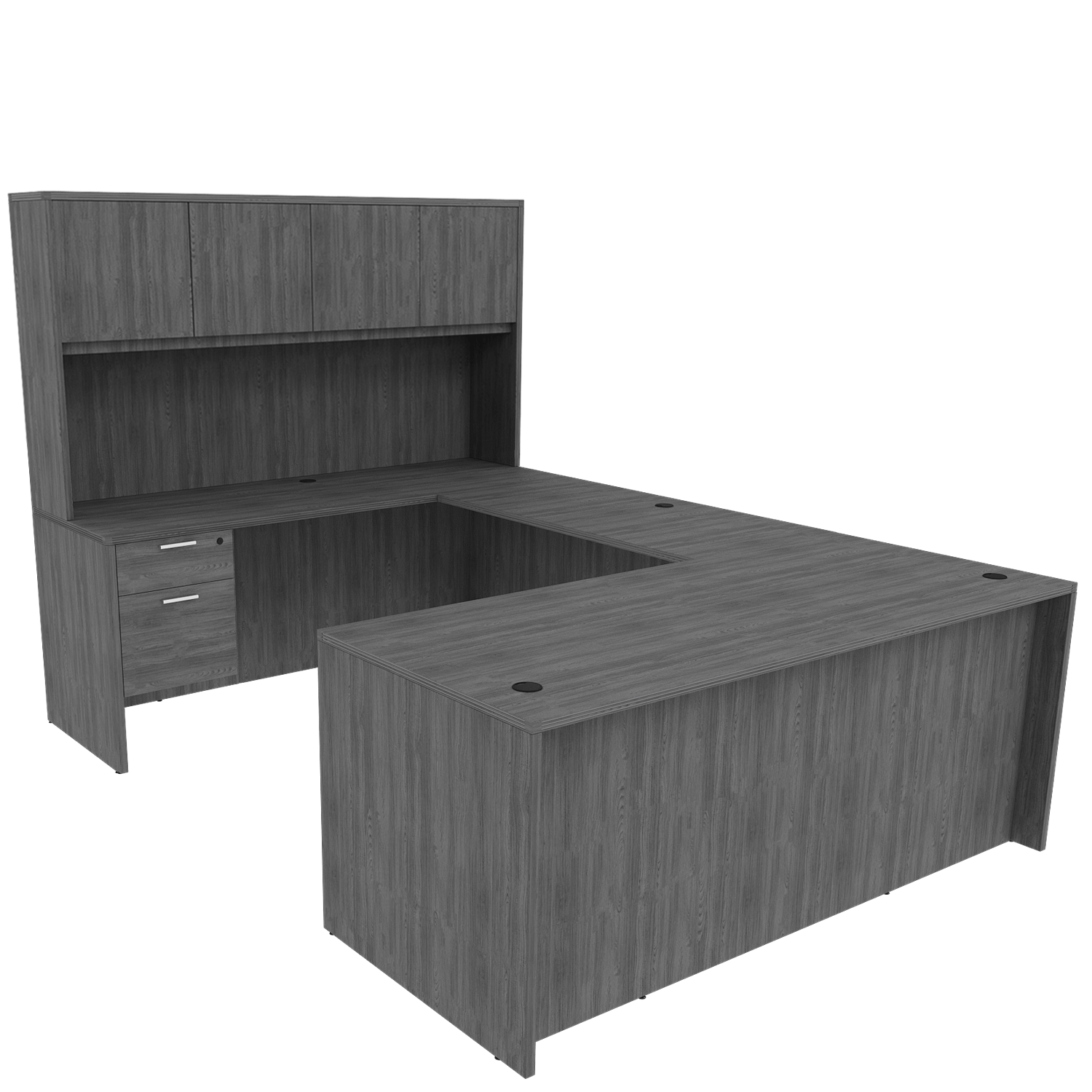 Kai U-Shaped Desk with Double Suspended Pedestal & 4 Door Hutch ...