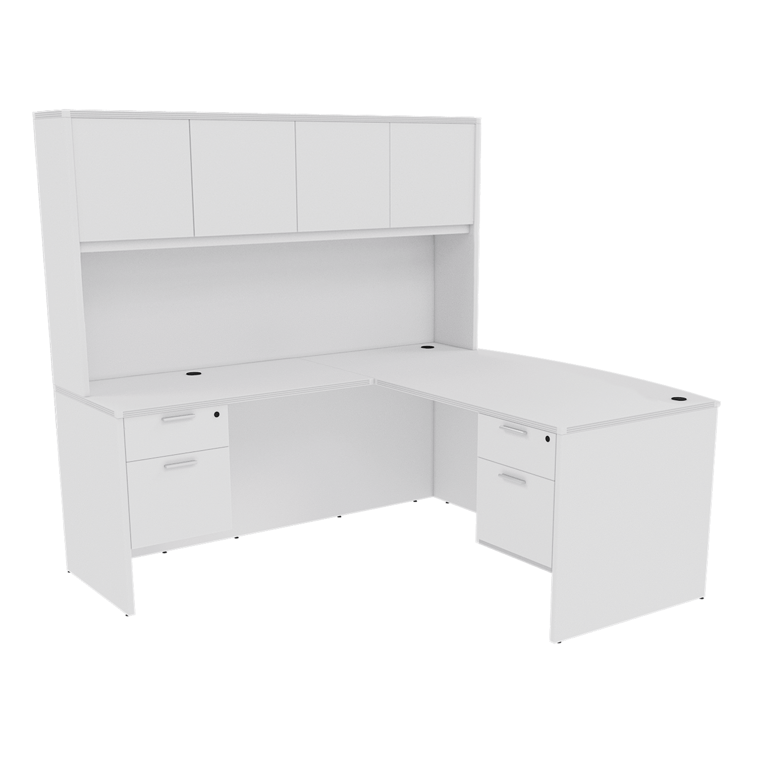 Kai L-Shaped Bow Front Desk with Double Suspended Pedestals & 4 Door H ...